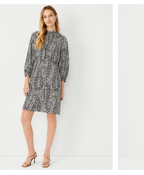 Ann Taylor | Dresses | New Ann Taylor Black Cream Print Dress M | Poshmark